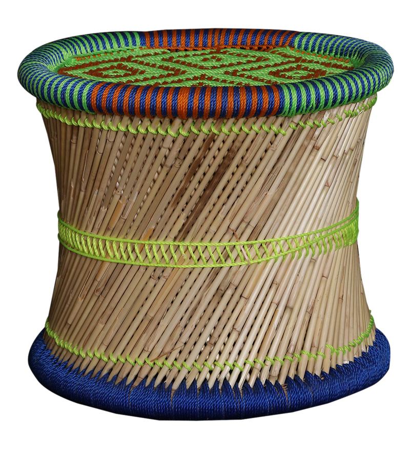 Buy Handmade Wicker Foot Stool in Green Multi Colour by Shinexus Online ...