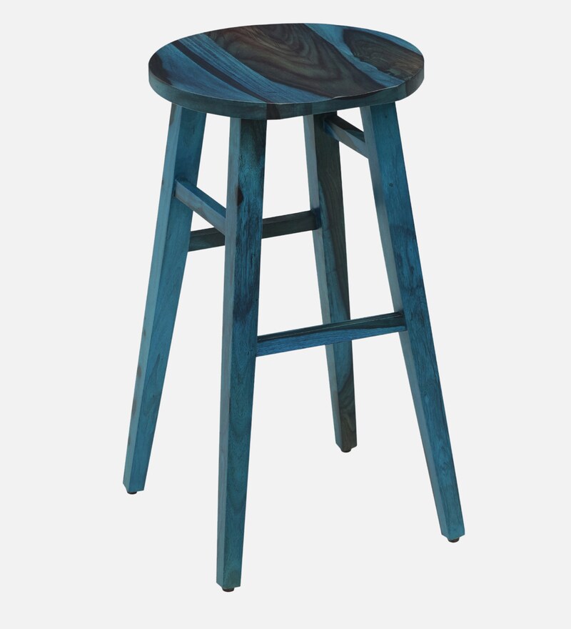 Buy Harrington Sheesham Wood Tall Bar Stool In Ocean Blue Finish Online ...