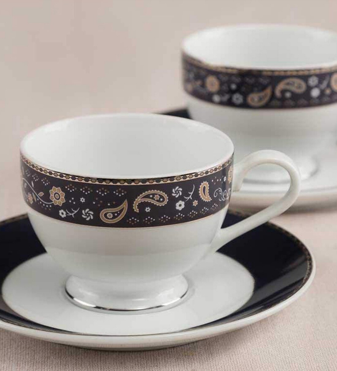 Buy Hearth Collection Brown & White Porcelain 12 Pcs Tea Cup & Sacer Set at 5% OFF by Noritake ...