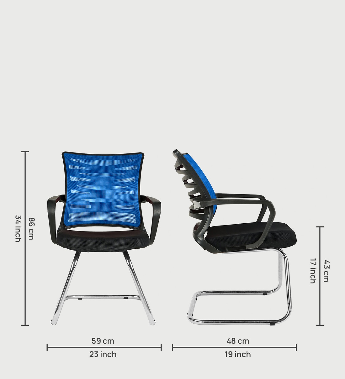 Buy Helix Breathable Mesh Cantilever Chair in Black & Blue Colour by ...