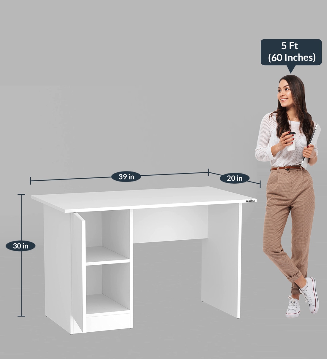 Buy Henrik Writing Table in White Finish by Anikaa Online - Modern ...