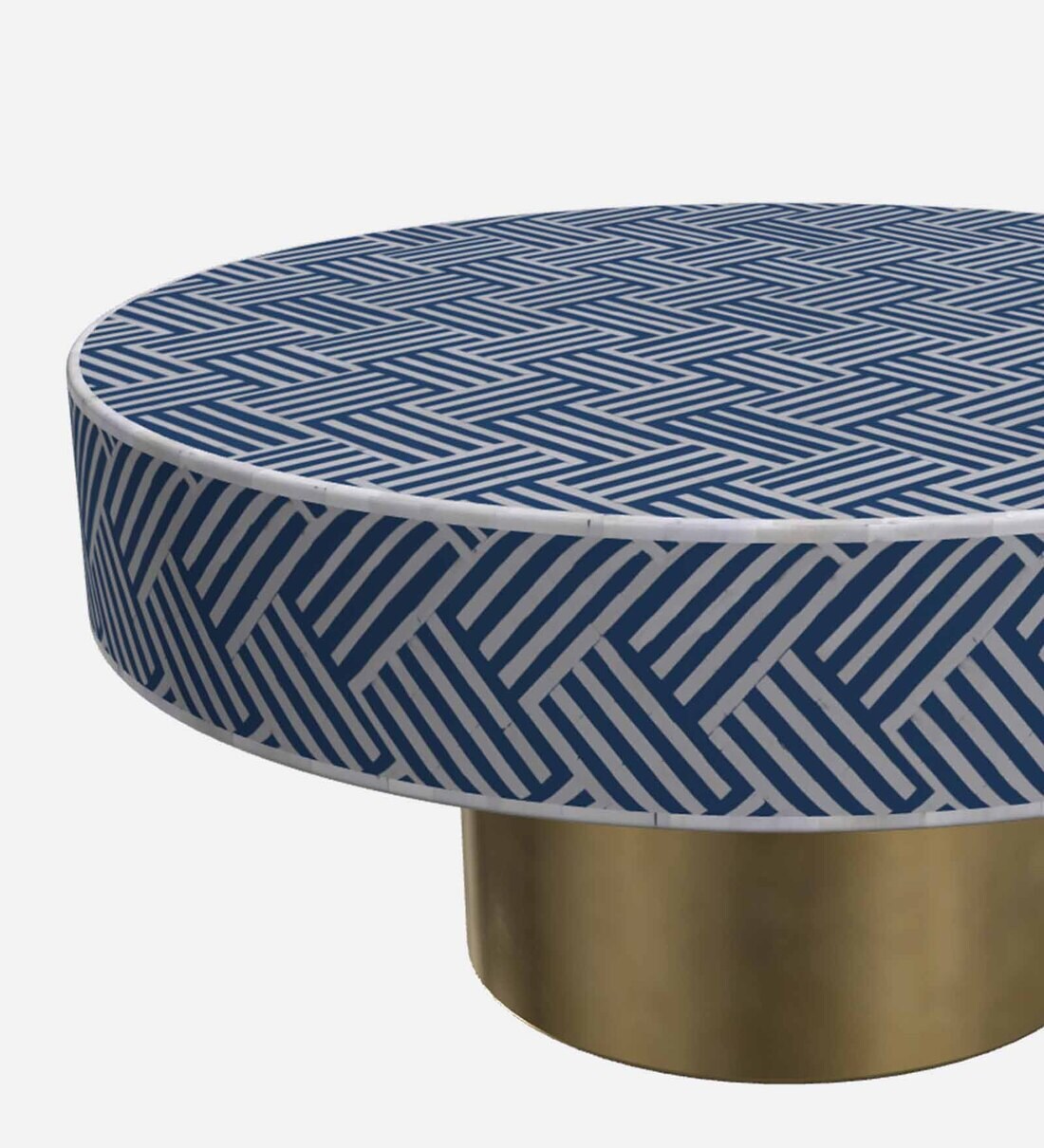 Buy Herringbone Bone Inlay Coffee Table in Indigo & Gold Finish by ...