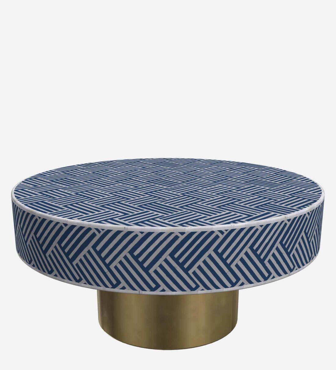 Buy Herringbone Bone Inlay Coffee Table in Indigo & Gold Finish by ...