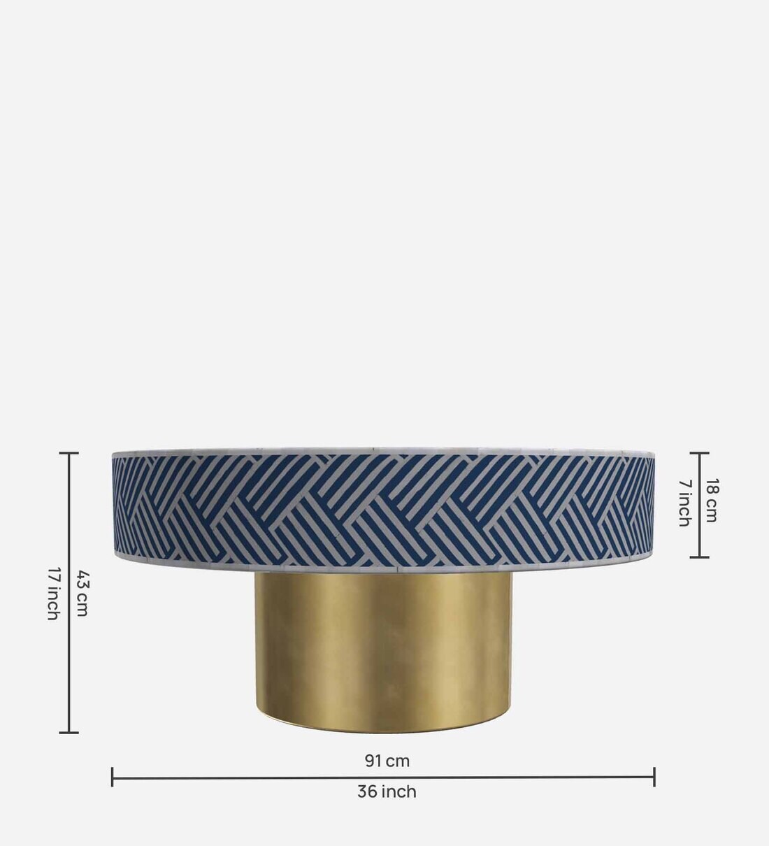 Buy Herringbone Bone Inlay Coffee Table in Indigo & Gold Finish by ...