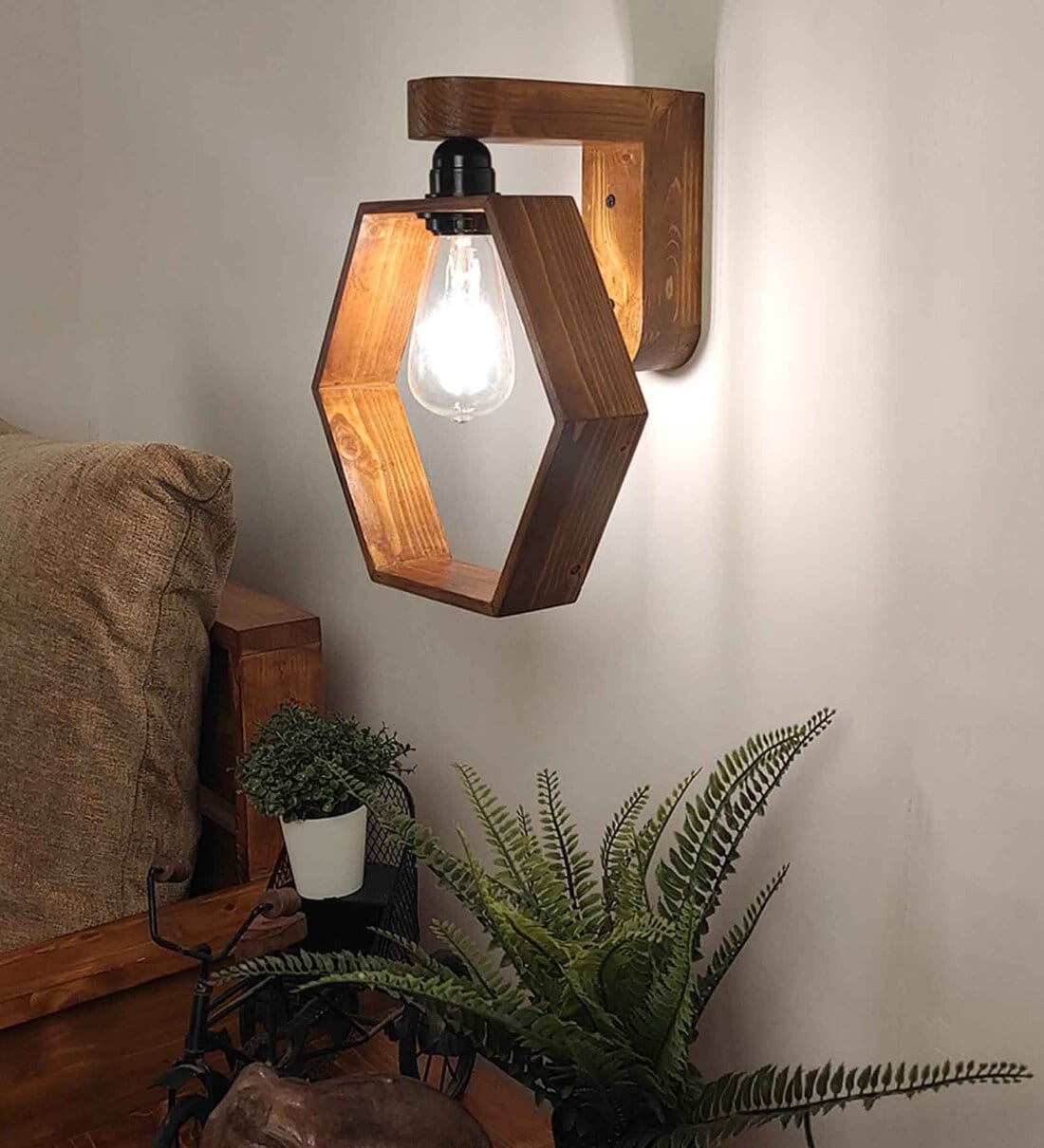 Buy Hex Wooden Novelty Wall Light (Natural Wood) at 50% OFF by Symplify ...