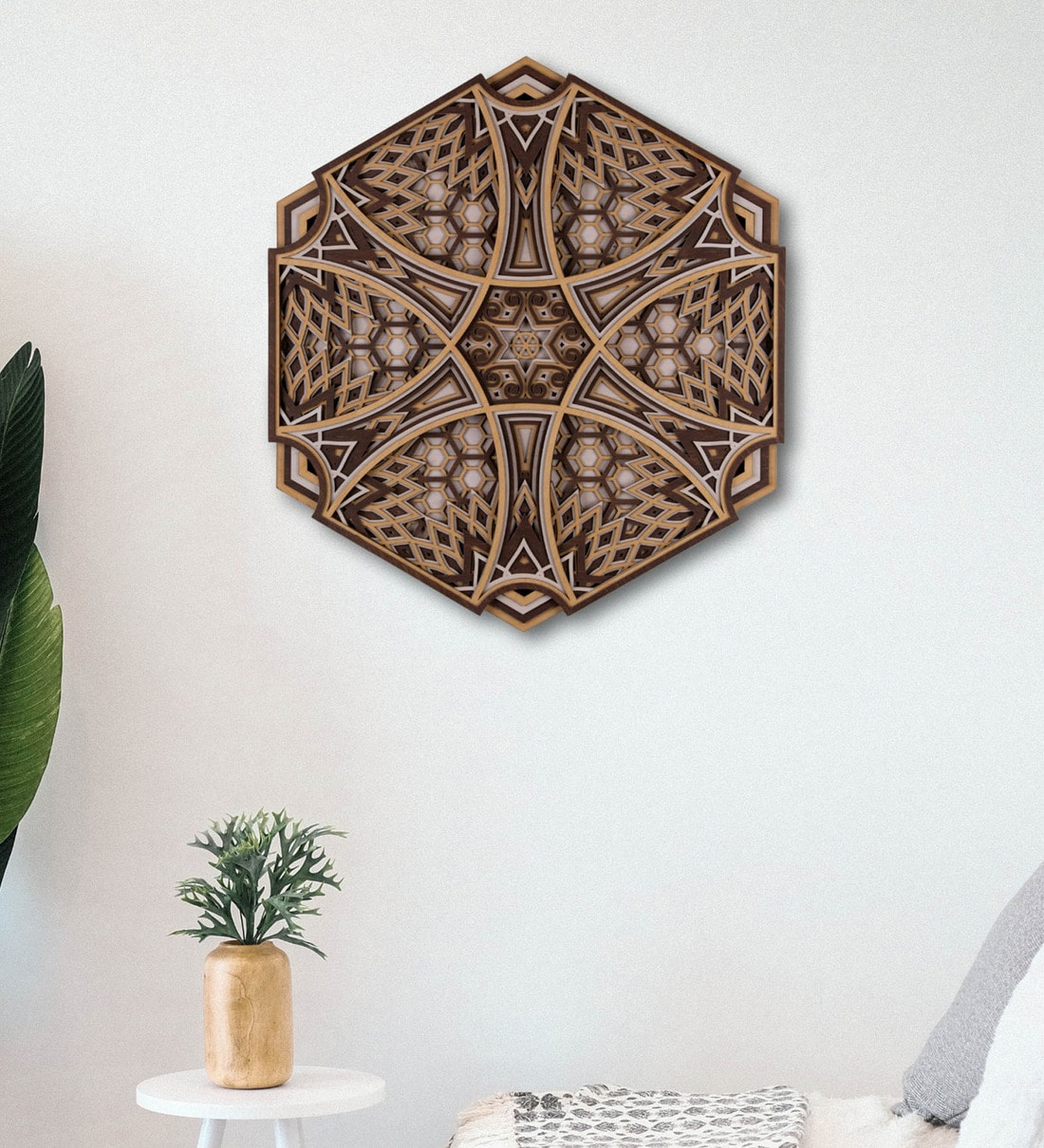 Buy Hexagon Harmony Birch Plywood Wall Mural In Brown at 18% OFF by Wooden Art Studio | Pepperfry