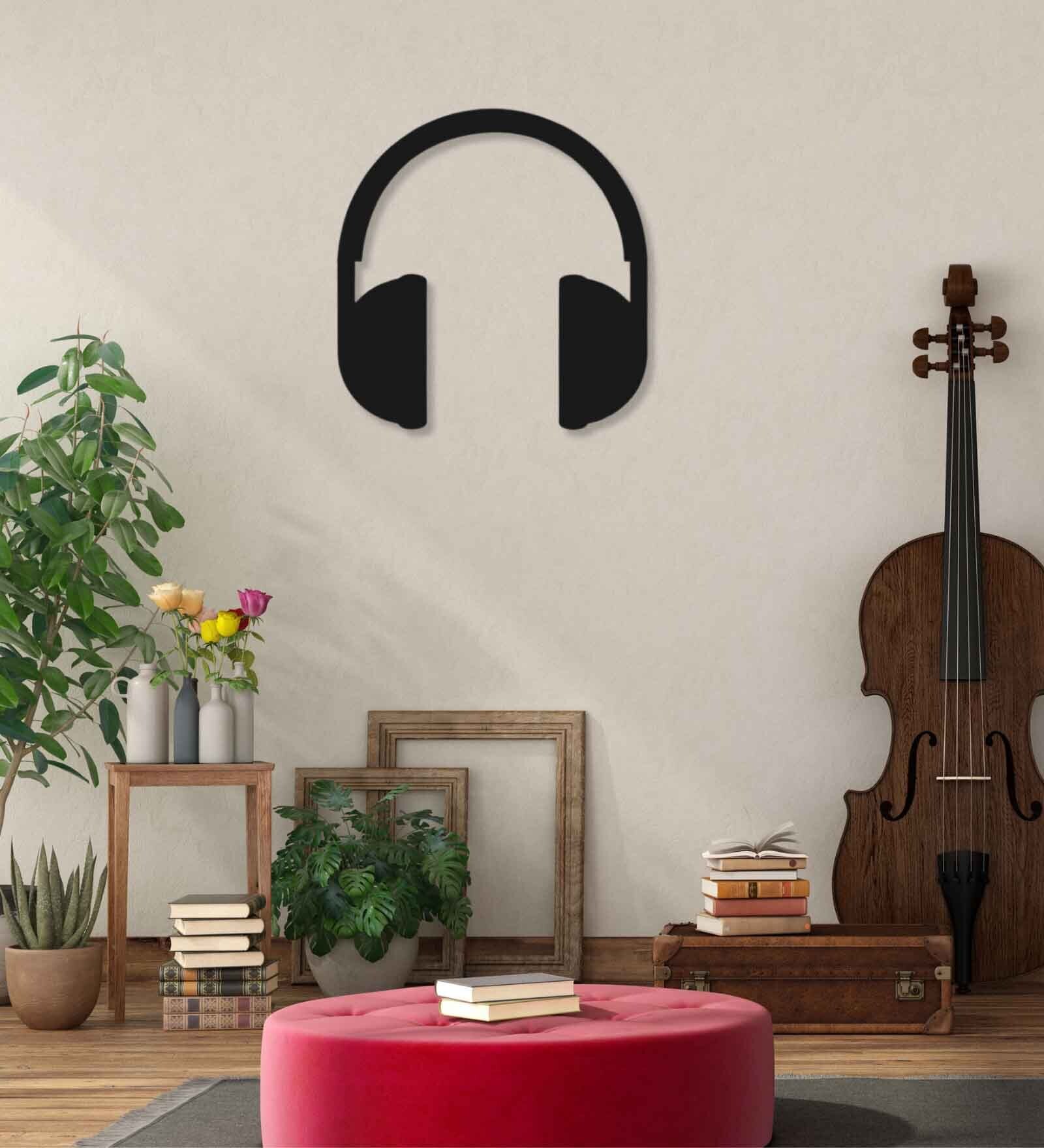 Buy Headphones Black Mild Steel Wall Art at 24% OFF by Elysian Dekor ...