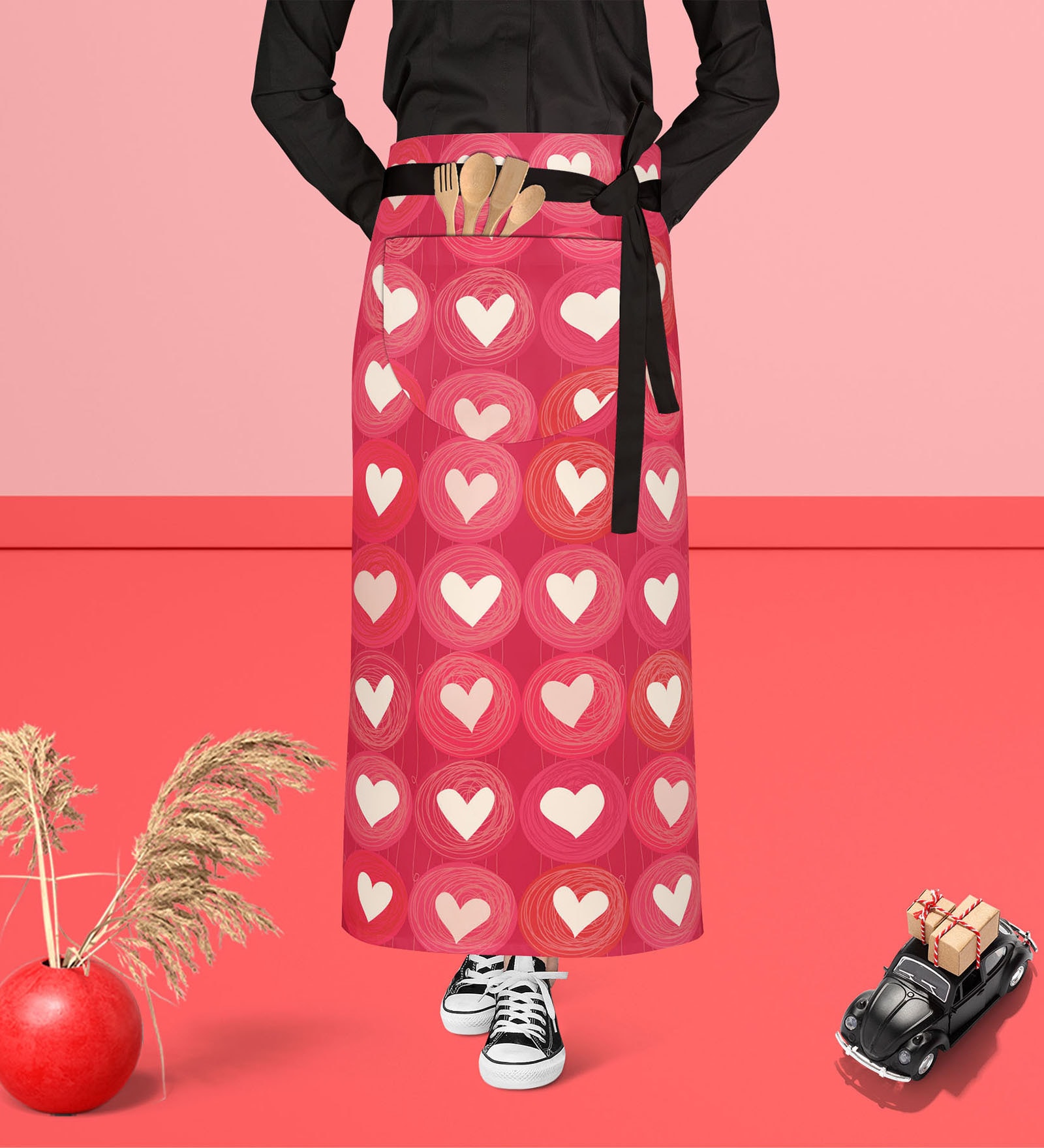 Buy Hearts Multicolor Polycotton Full-Length Waist To Feet Apron at 60% ...