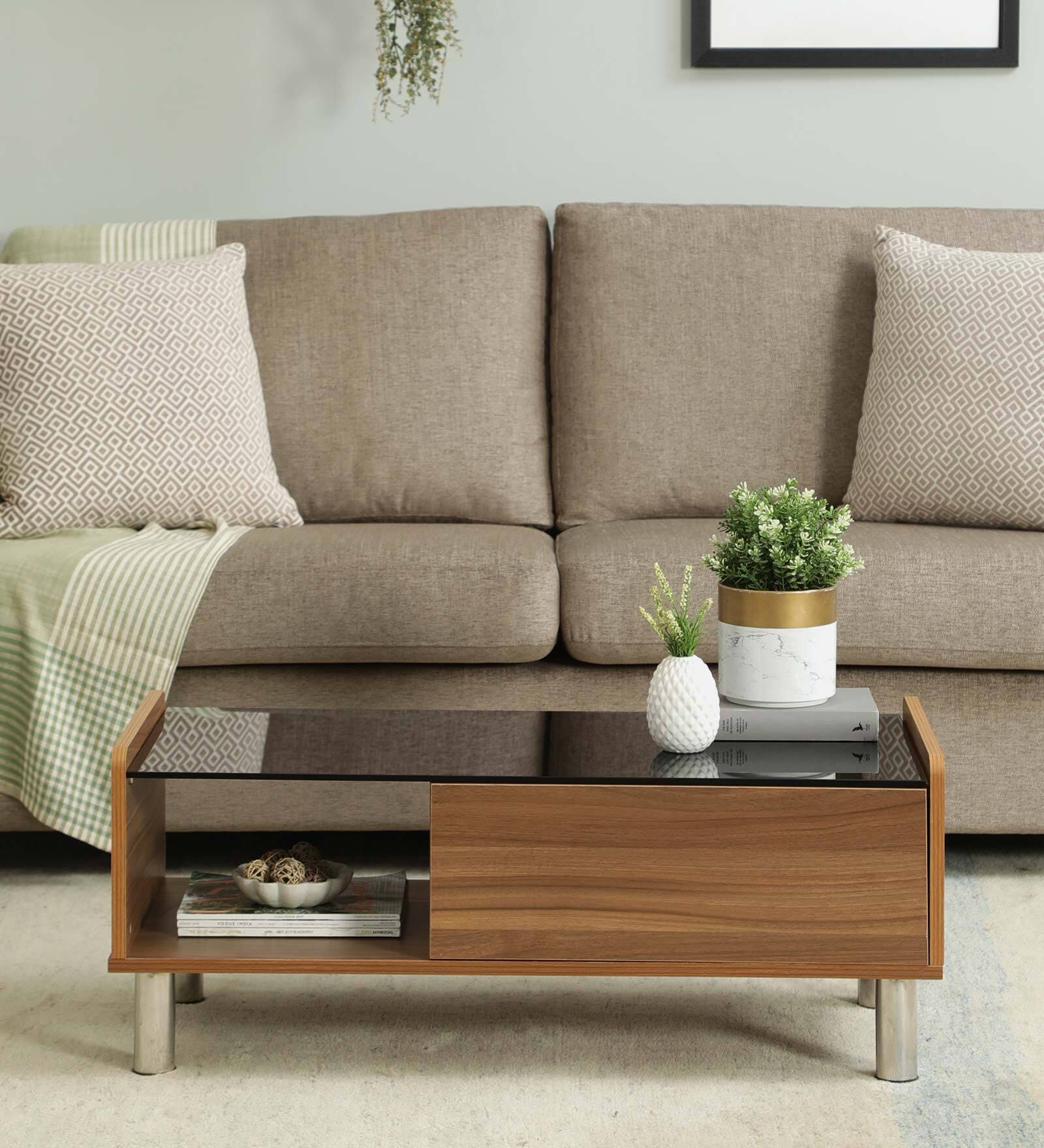 Buy Blanco Coffee Table In Natural Finish With Glass Top at 11% OFF by ...