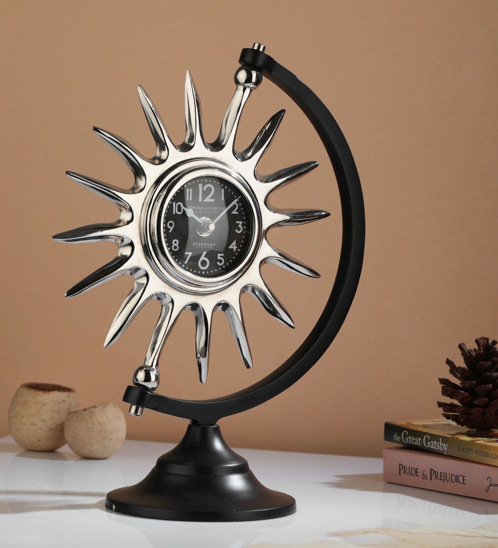 Buy Helios Silver & Black Aluminium Table Clock at 19% OFF by Decor de ...