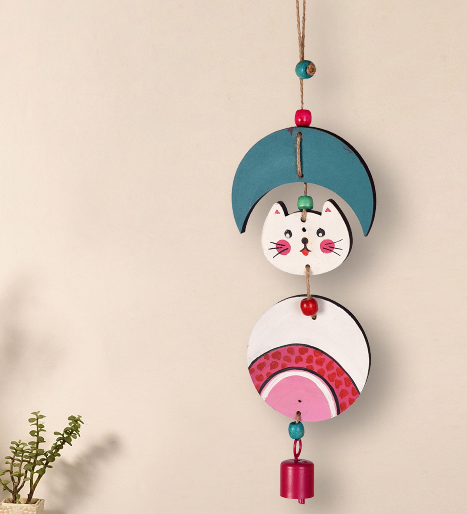 Buy Hello Kitty Multicolour Wood & Metal Wind Chime by Aakriti Art ...