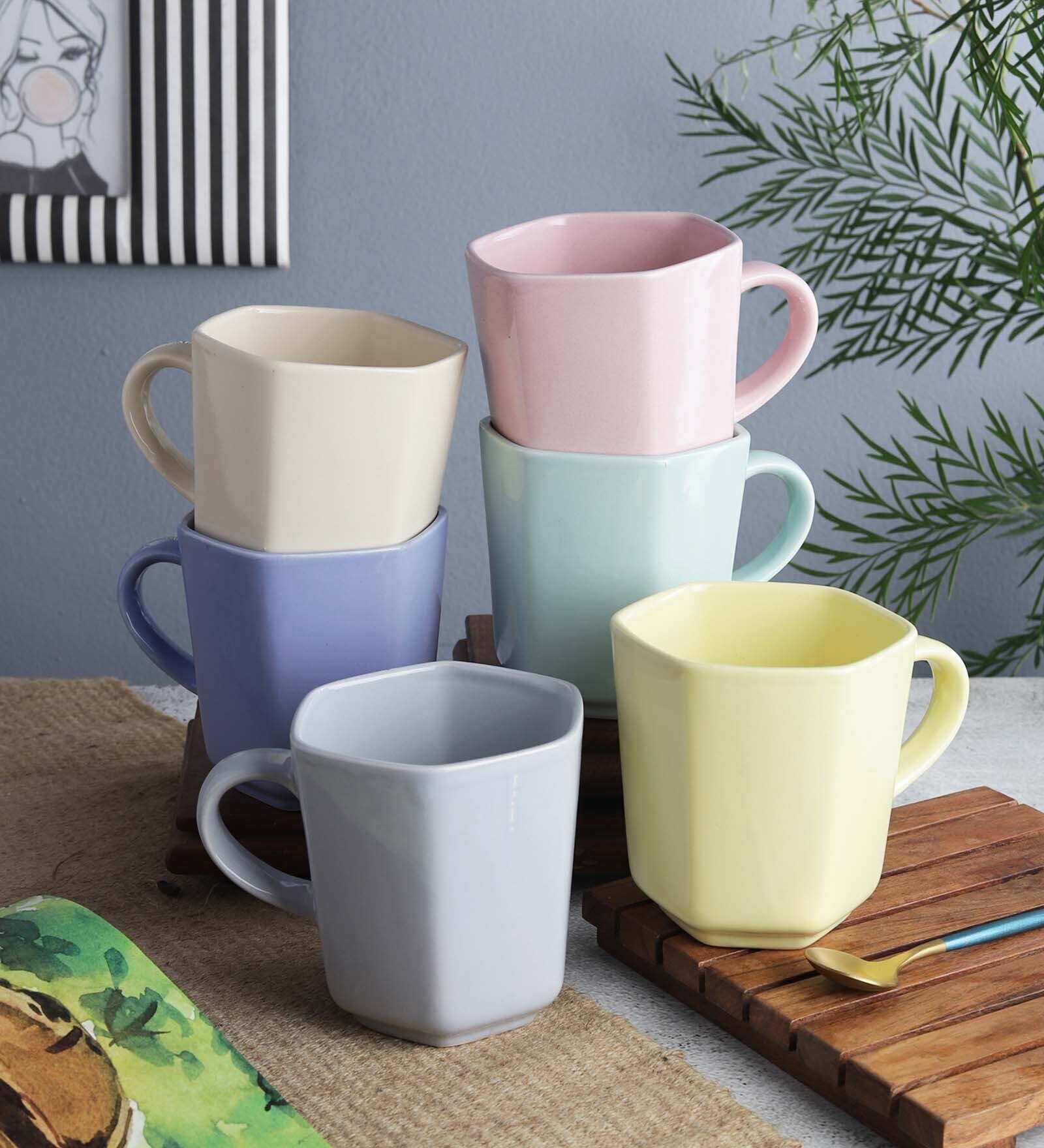 Buy Hexa 350ml Multicolour Ceramic (Set of 6) Coffee Mug at 57% OFF by ...