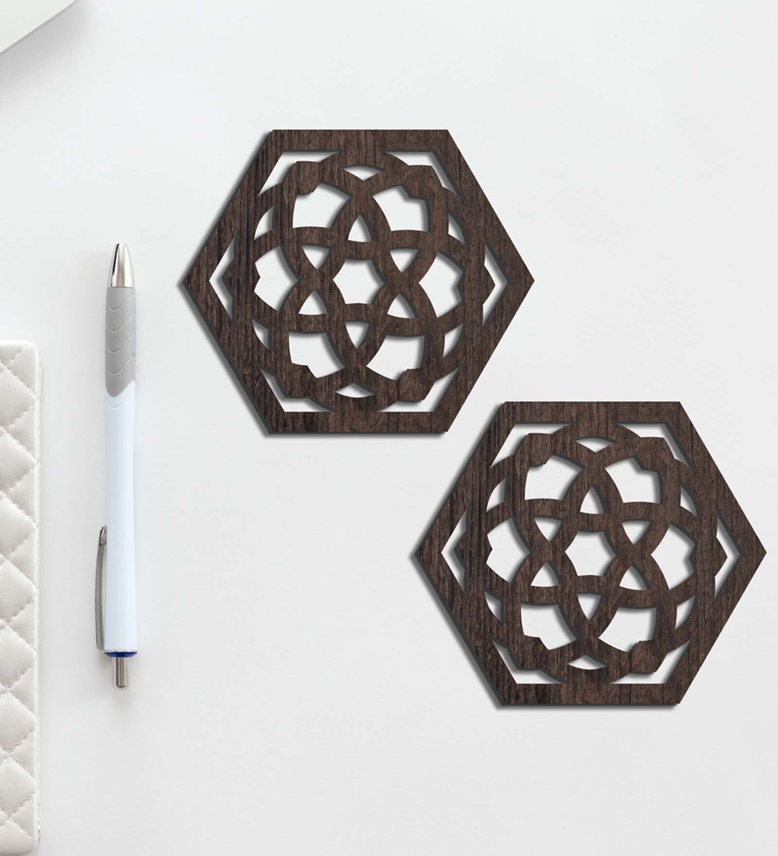 Buy Hexa Rhombus (Set of 6) Engineered Wood Coaster by Design it ezy at ...