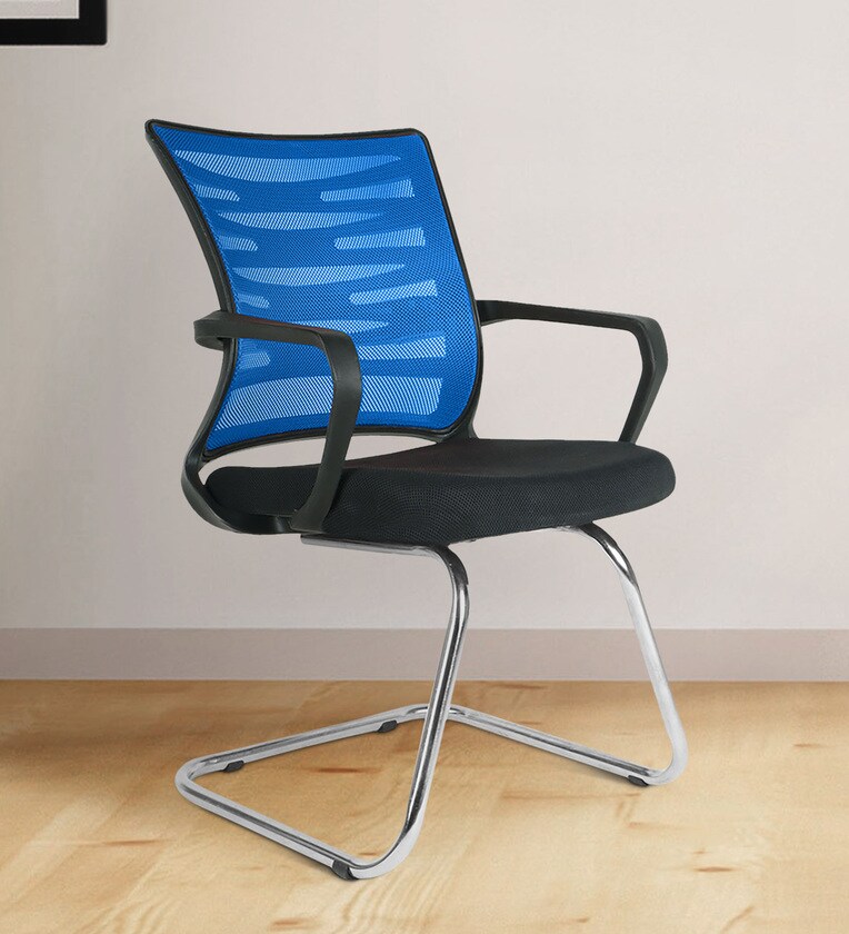 Buy Helix Breathable Mesh Cantilever Chair in Black & Blue Colour by ...