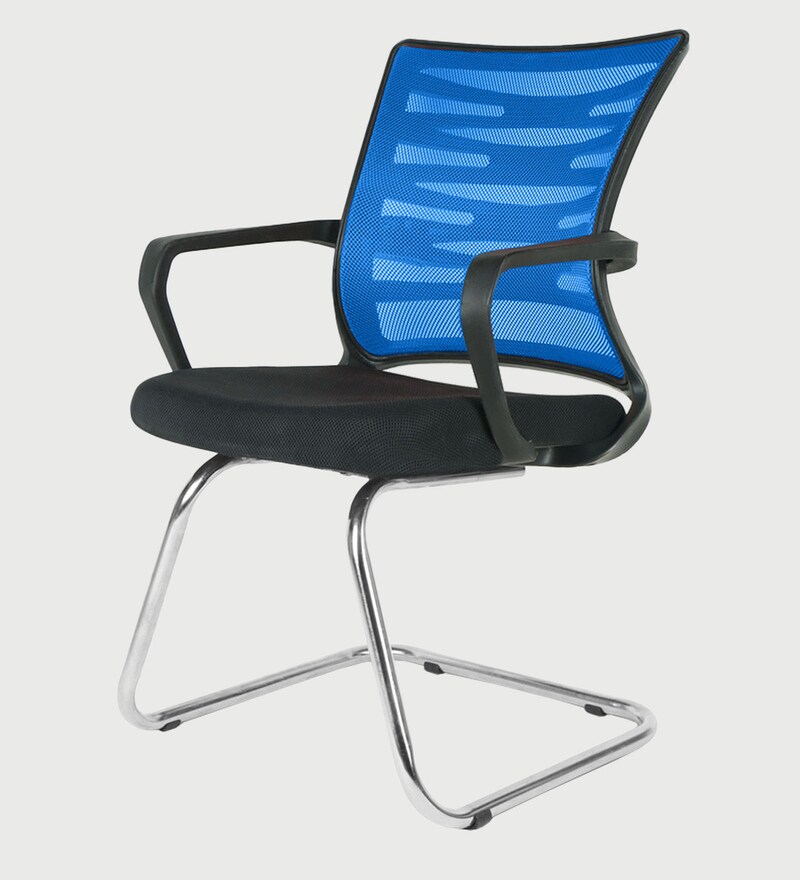 Buy Helix Breathable Mesh Cantilever Chair in Black & Blue Colour by ...