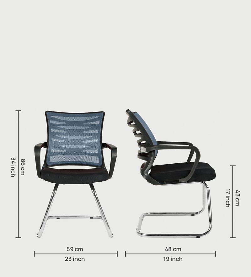 Buy Helix Breathable Mesh Cantilever Chair in Black & Grey Colour by ...