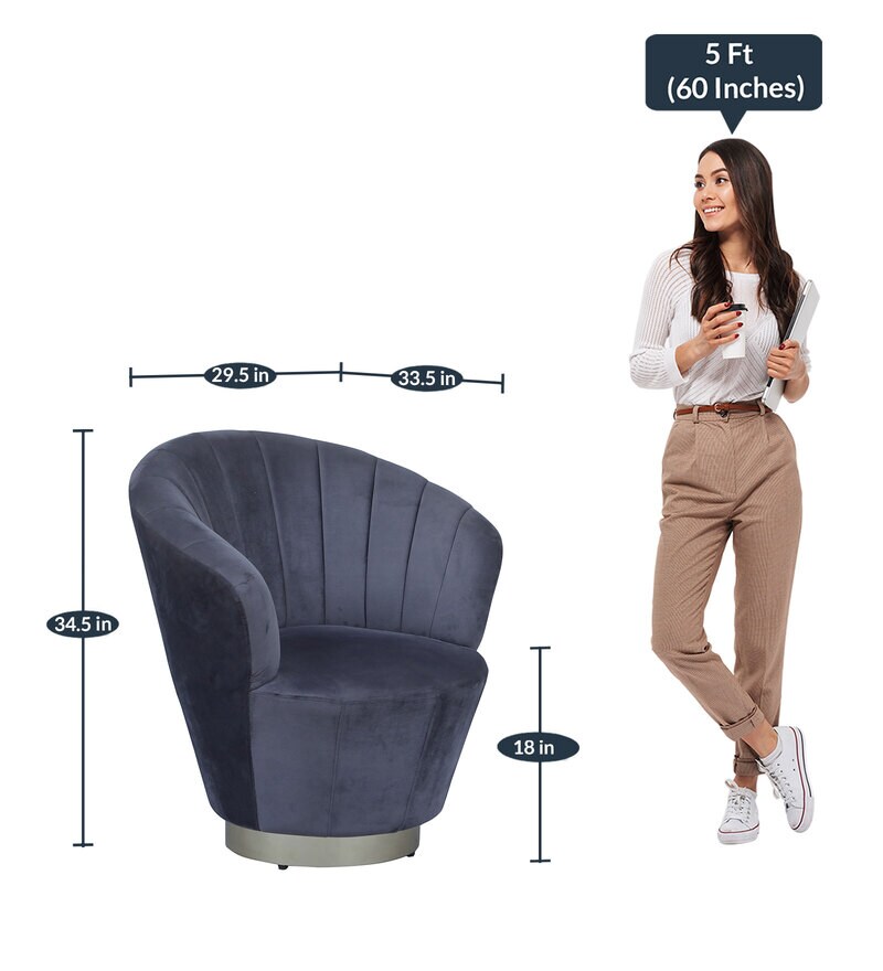 Buy Hendrix Swivel Lounge Chair In Grey Velvet Colour By Bohemiana ...