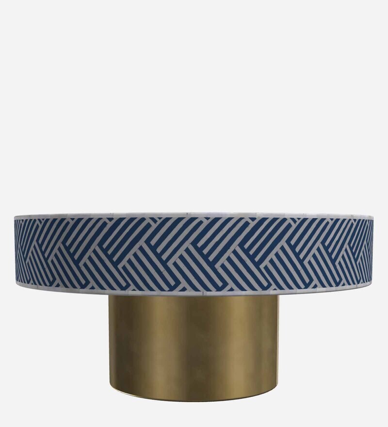 Buy Herringbone Bone Inlay Coffee Table in Indigo & Gold Finish by ...