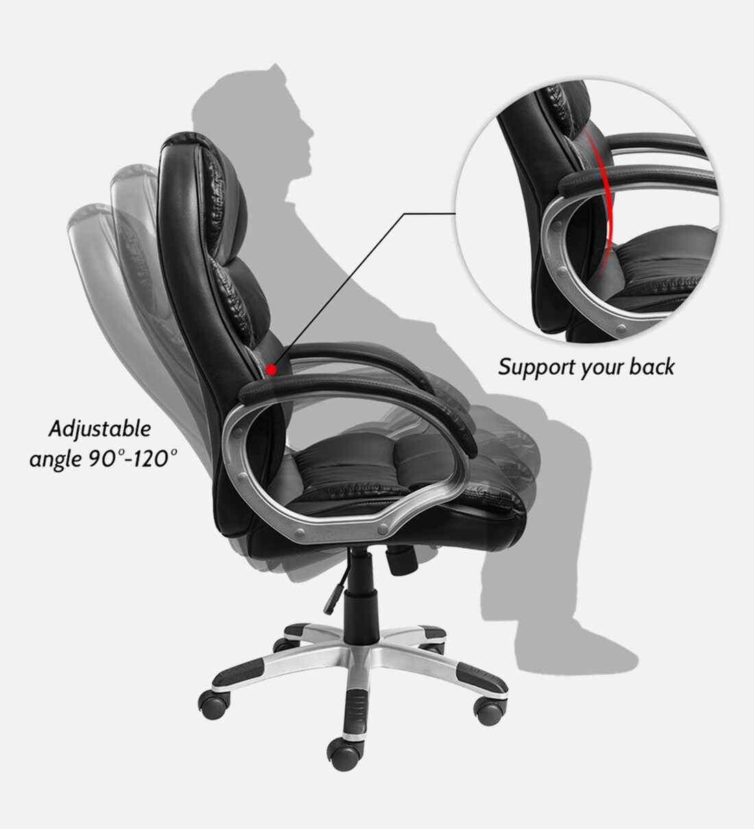 Buy Aspen High Back Executive Chair in Black Colour By Sms Furniture ...