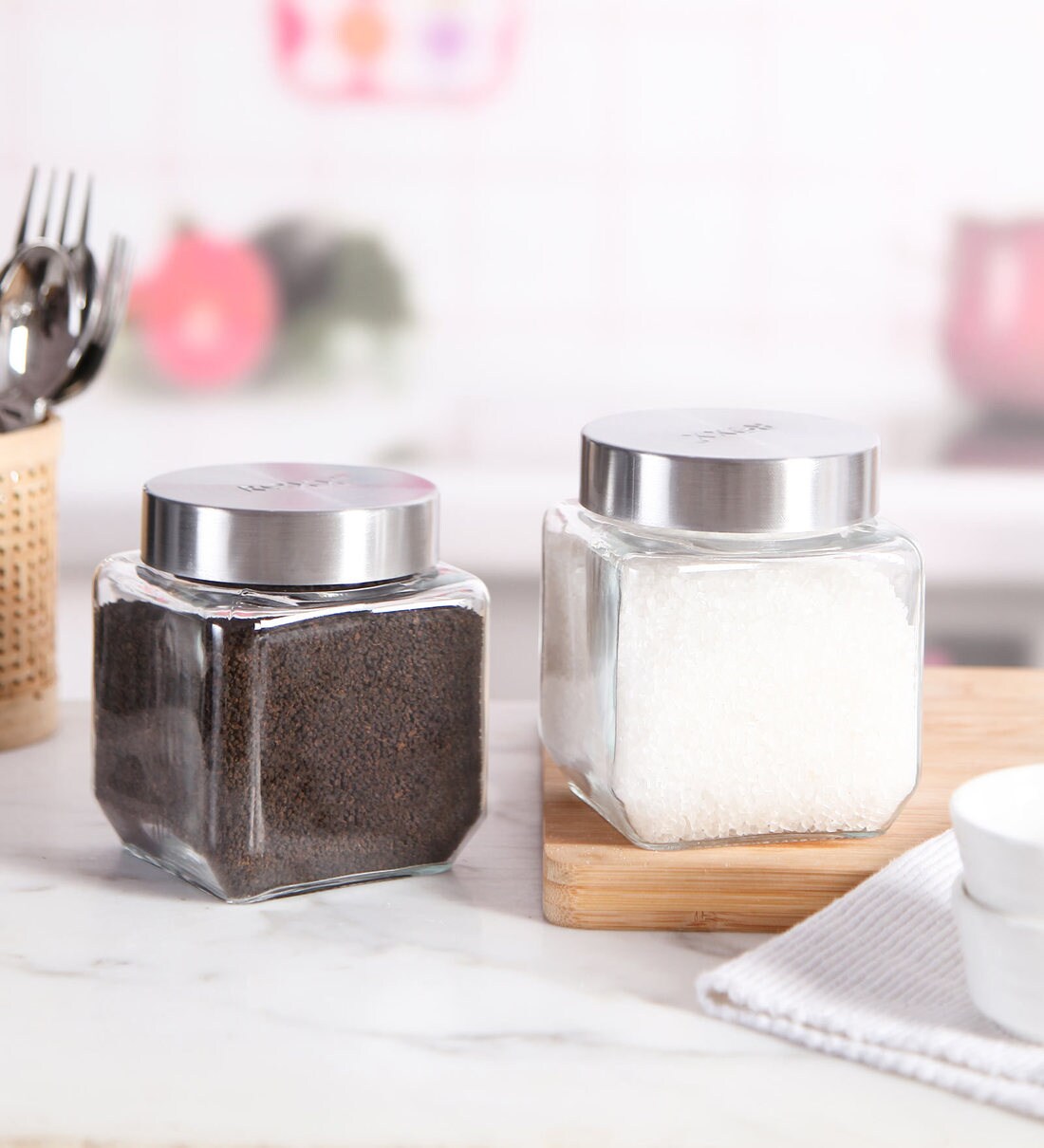 Buy 450 Ml High Quality Glass Jar Set of 2 By ROXX Online - Jars and ...