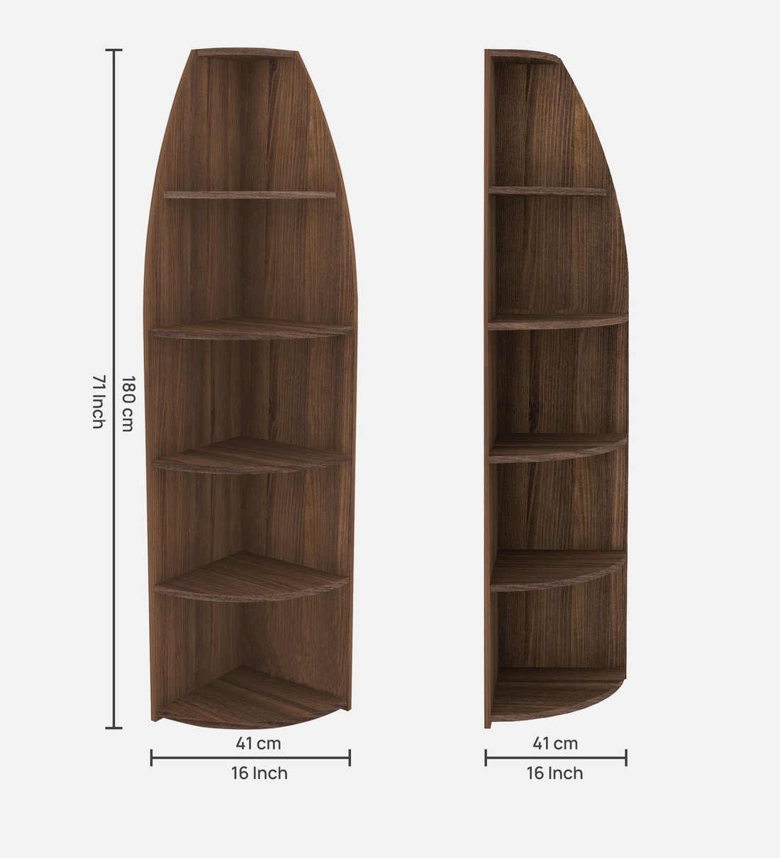 Buy Hilton Book Shelf in Moulded Acacia Finish by Trevi Furniture ...