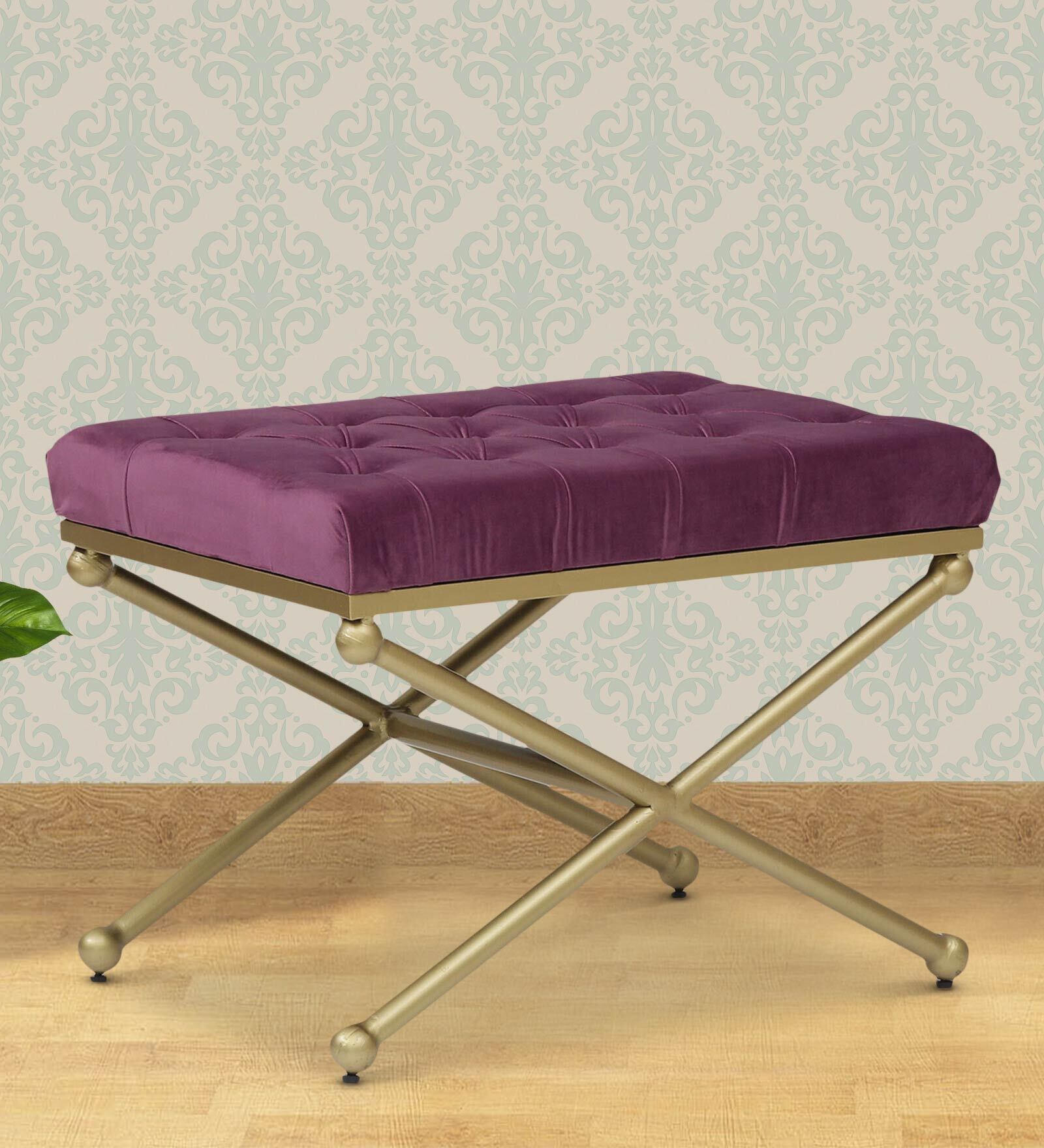 Buy Hickory Metal Upholstered Seating Stool In Purple Colour at 3% OFF ...