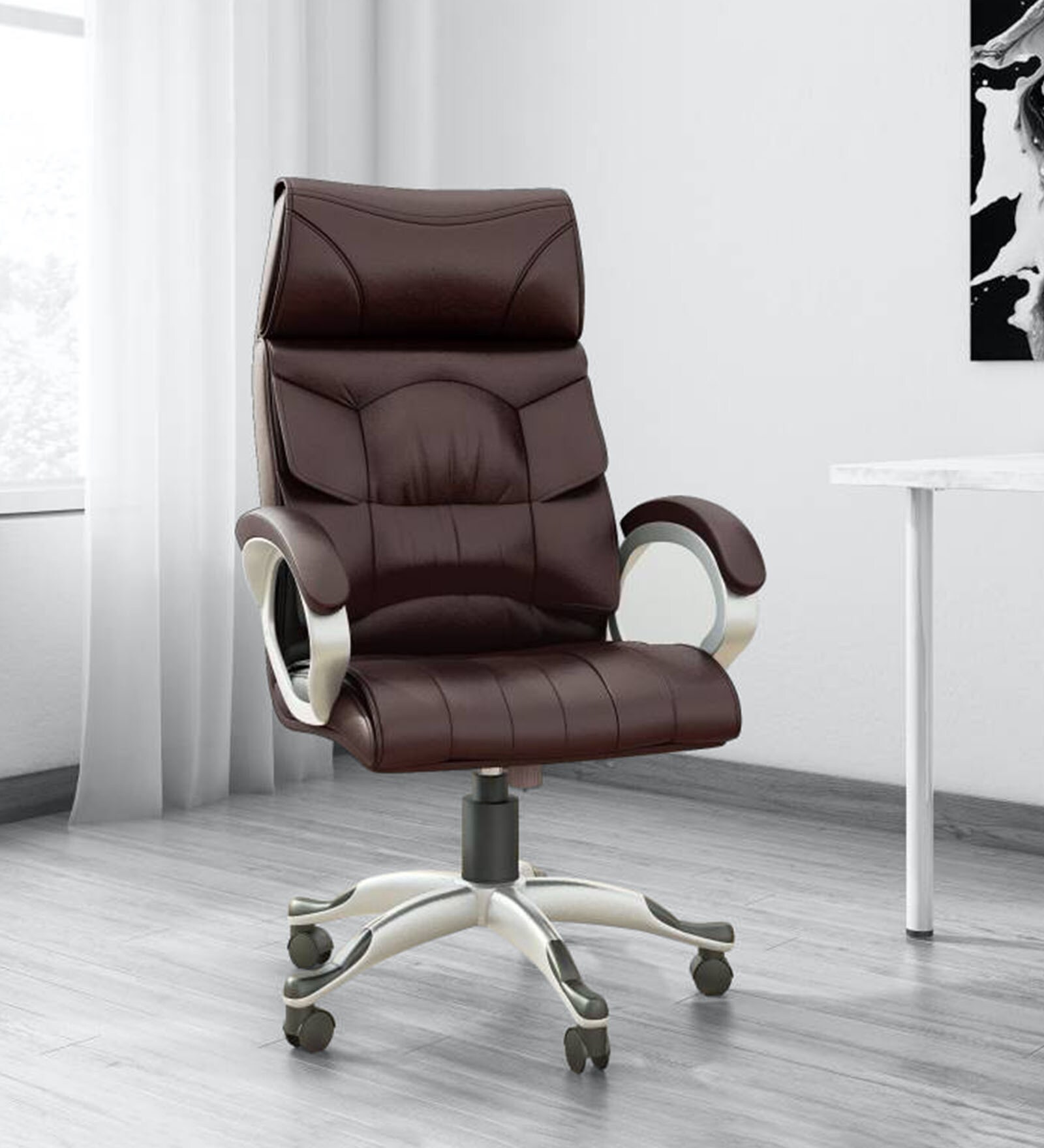 Buy High Back Executive Chair in Brown Colour by furnlamp Online ...