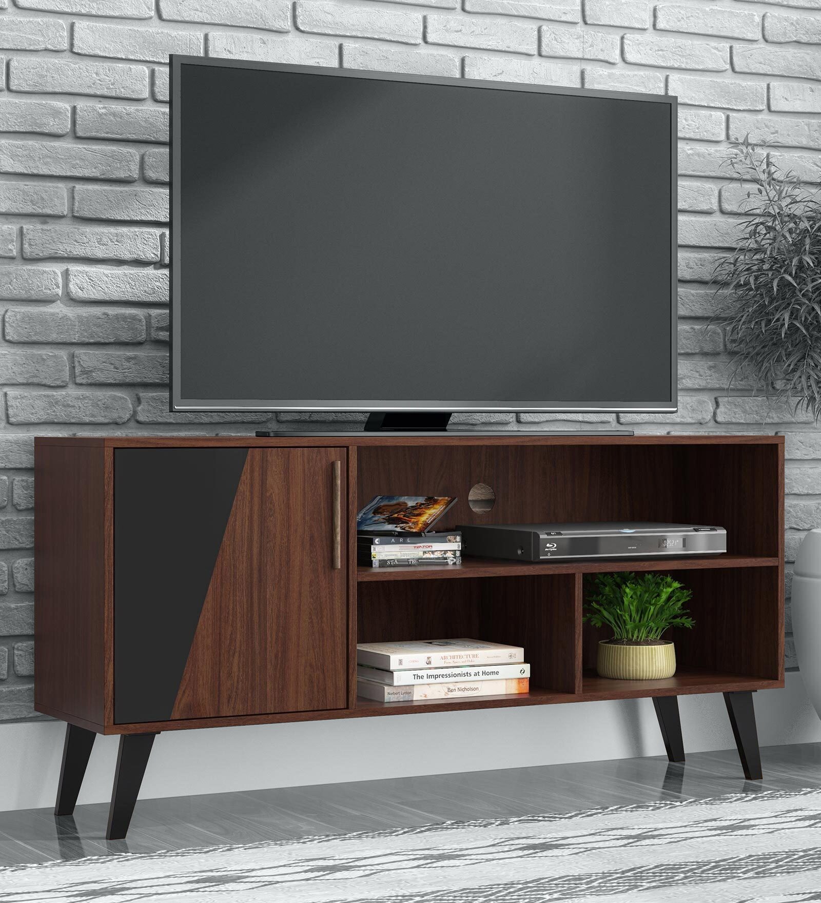Buy Hikari TV Console In Brown & Black Finish at 29% OFF by Mintwud ...