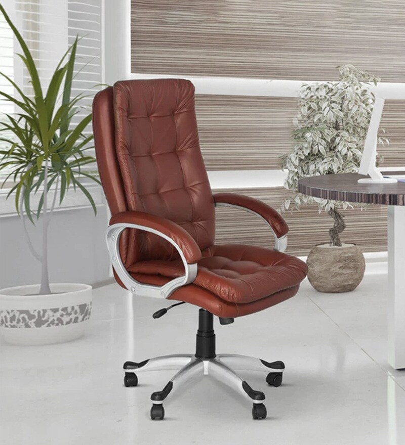Buy Scot High Back Executive Chair in Tan Colour By Sms Furniture ...