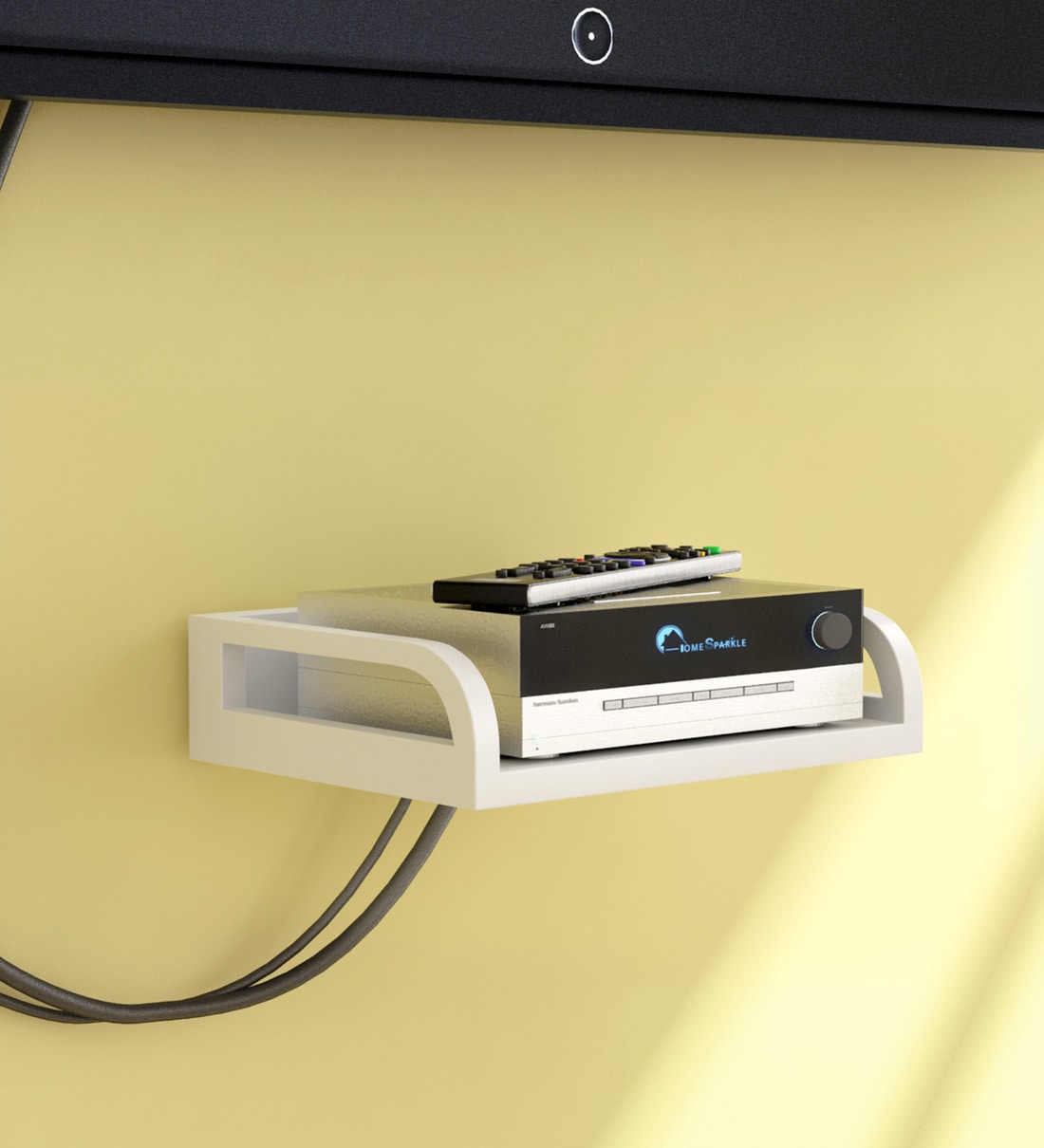Buy Engineered Wood Wall Mounted Set Top Box Holder in White Colour By ...