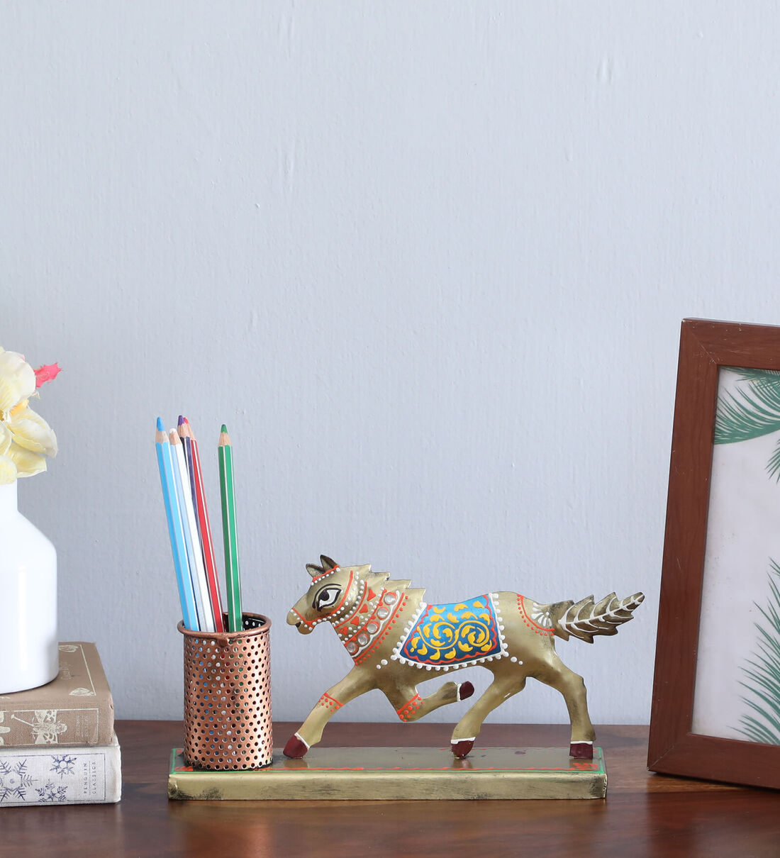 Buy Horse Multicolour Metal Pen Stand at 25% OFF by Decorum | Pepperfry