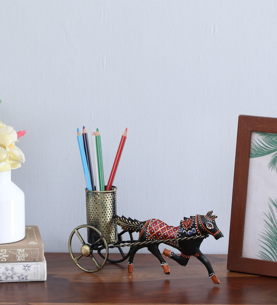Buy Horse Multicolour Metal Pen Stand at 26% OFF by Decorum | Pepperfry
