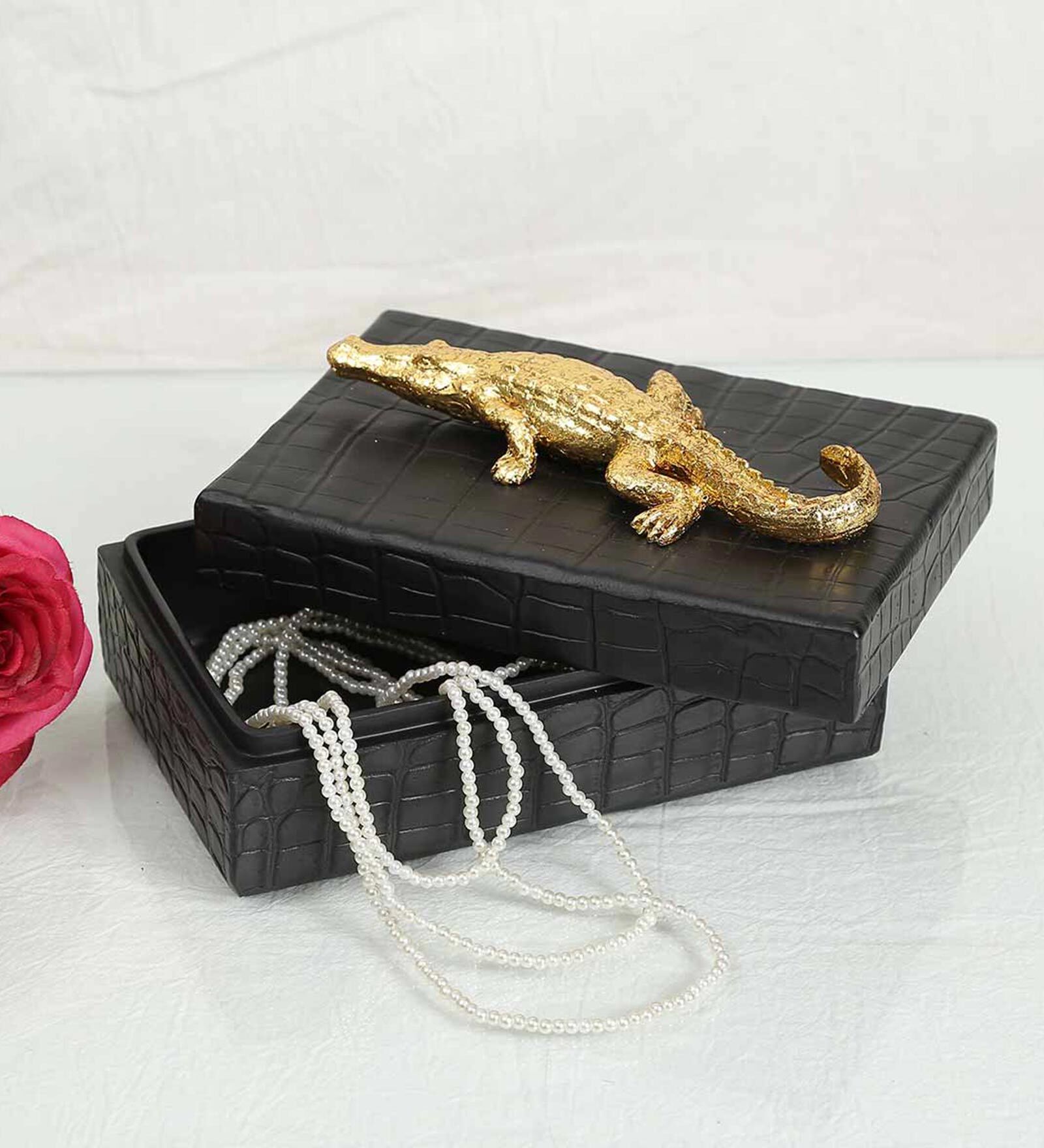 Buy Ceramic Hollis Black & Gold Decorative Box at 21% OFF by Home4U ...