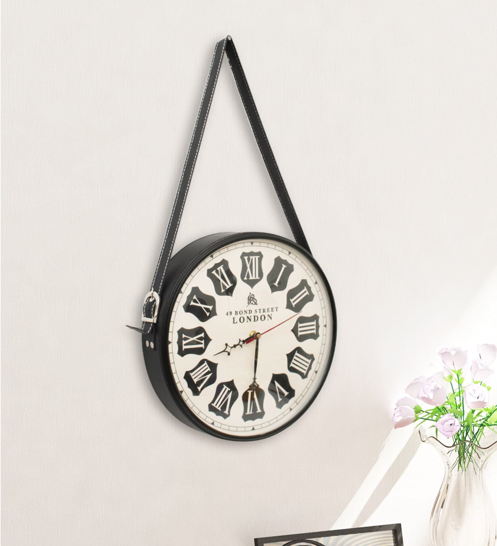 Buy Black Rexine & Mild Steel 10 x 2.5 x 19 Inch Hanging Belt Wall ...