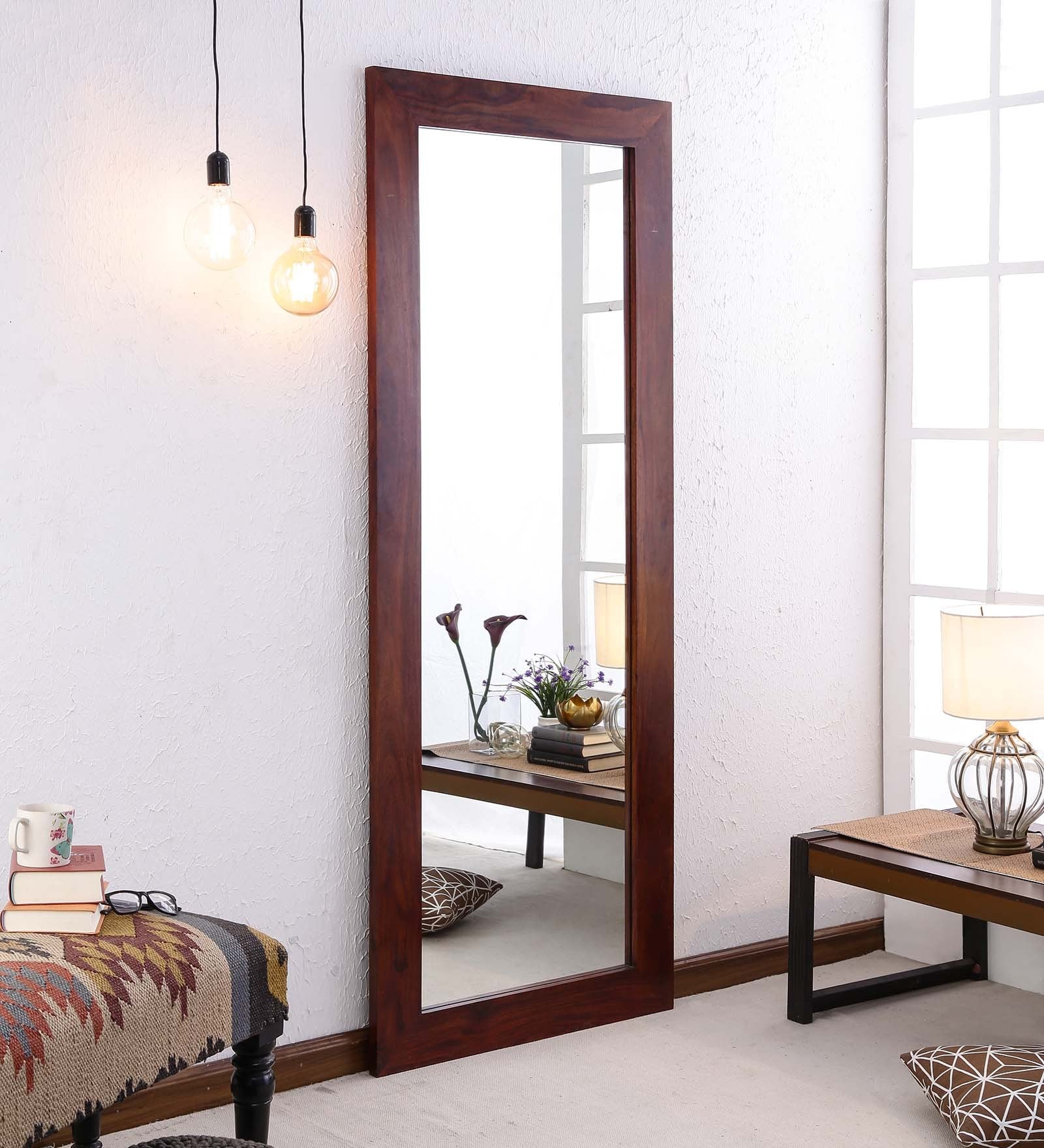 Buy Sheesham Wood Full Length Mirror in Brown colour by Salawas Art ...