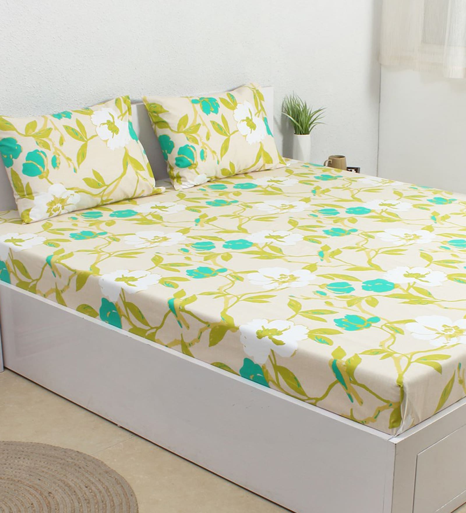 Buy Green 100% Cotton Single Size Bedsheet - Set of 2 by House This ...