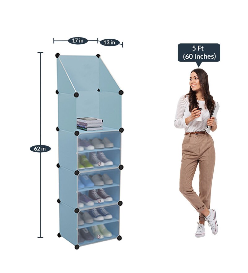 Buy Homa Collapsible Shoe Rack in Blue Colour by DIY Furniture Online ...