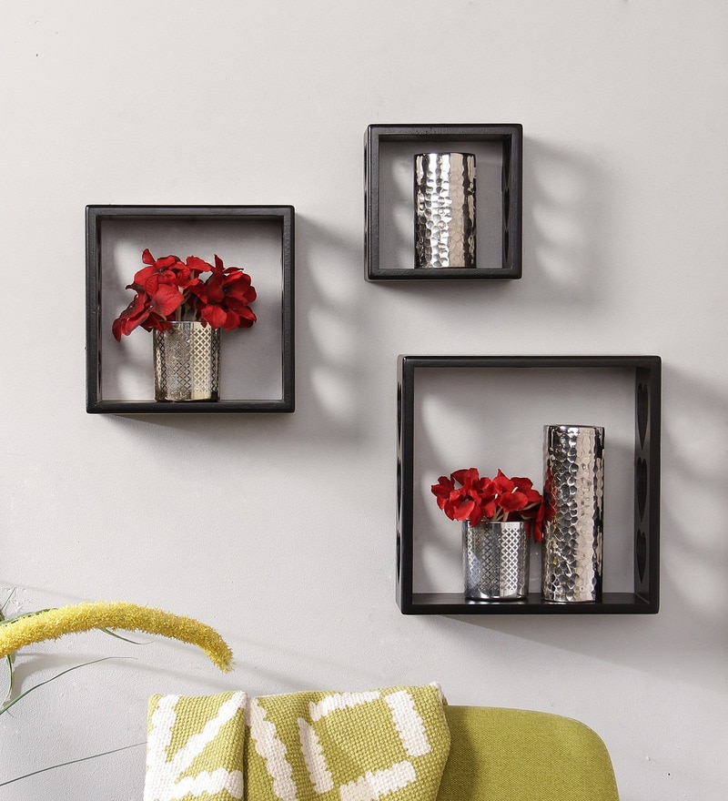 Buy Set of 3 Engineered Wood Cuin Black Colour by Home Sparkle Online ...