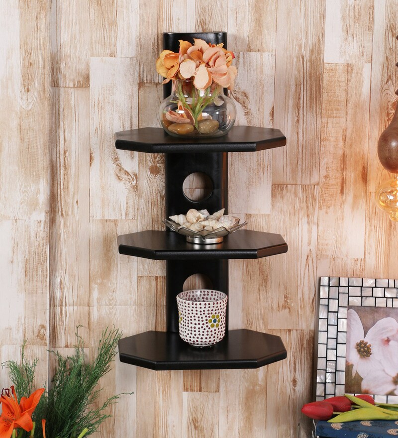 Buy Engineered Wood 3 Tier Floating Wall Shelf by Home Sparkle Online ...