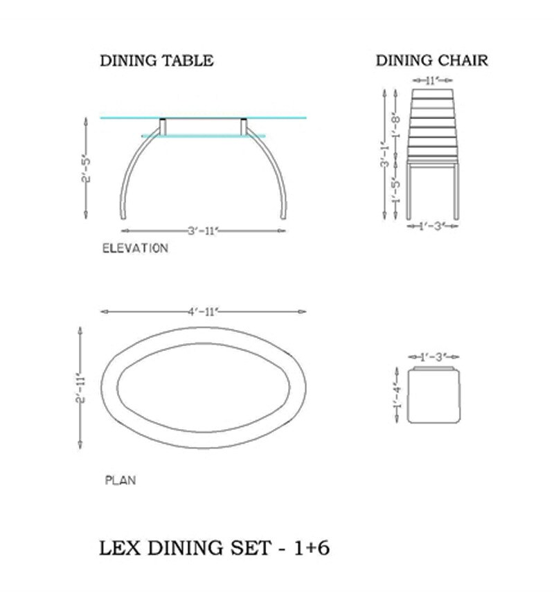Buy Housefull Lex Six Seater Dining Set in Black Online - 6 Seater ...