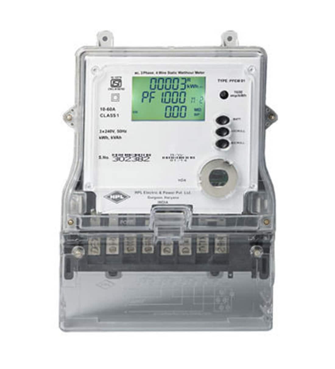 Buy HPL Single Phase 7 x 5 x 3 Inch Counter Type 10-60A Energy Meter Online - Modular Switches ...