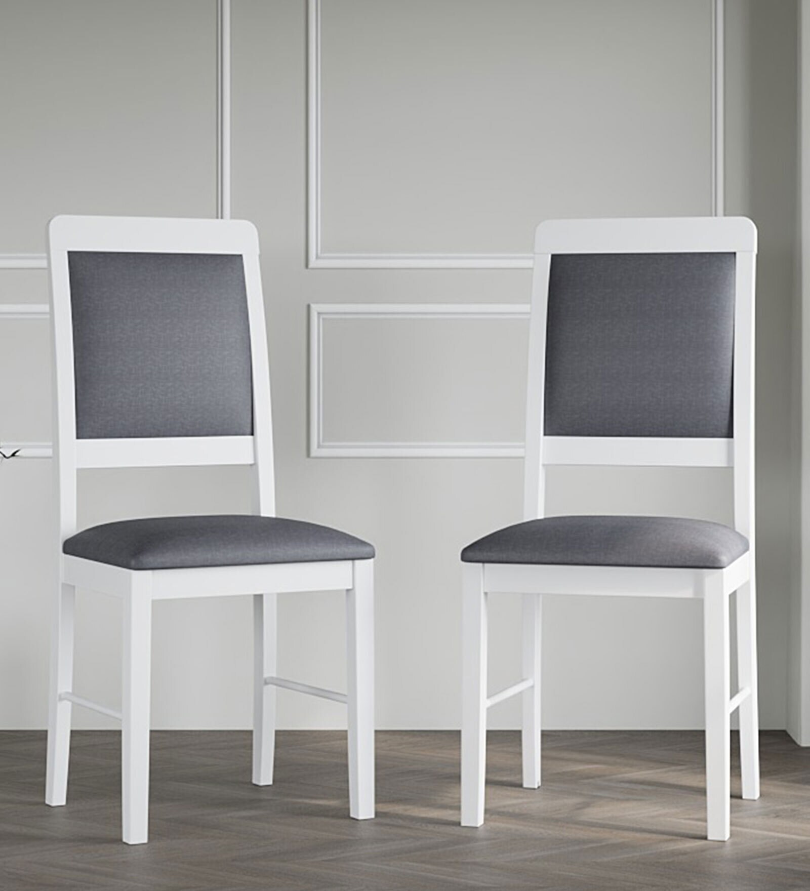 Buy Huckleberry Solid Wood Dining Chair In Grey & White Colour (Set Of ...