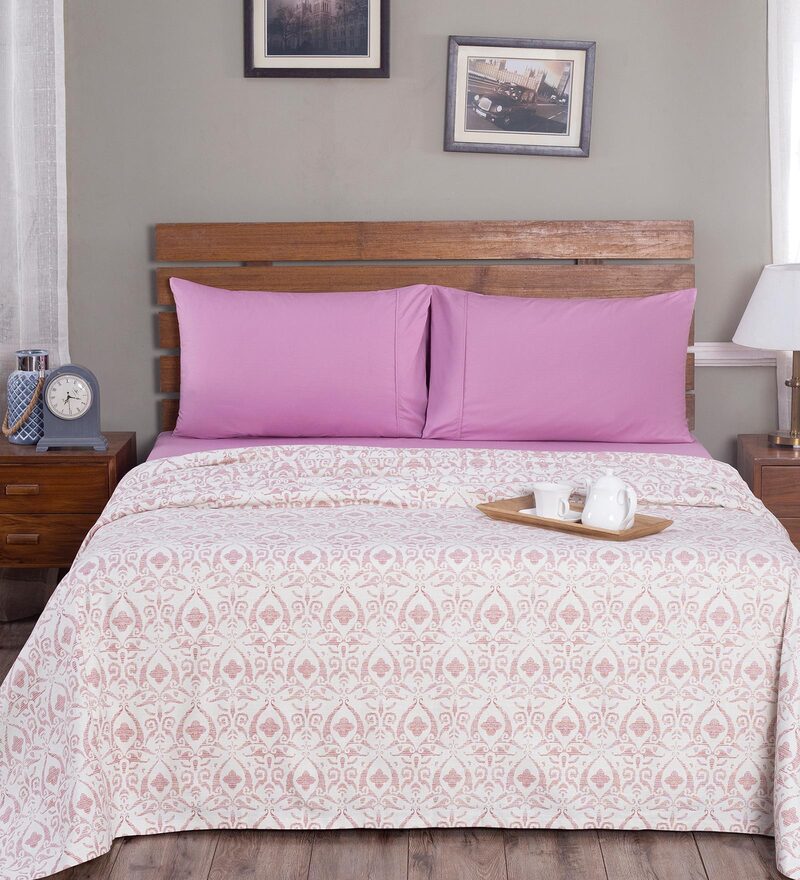 Buy Hues Rustic Clash Red Print Double Bed Cover By maspar Online ...