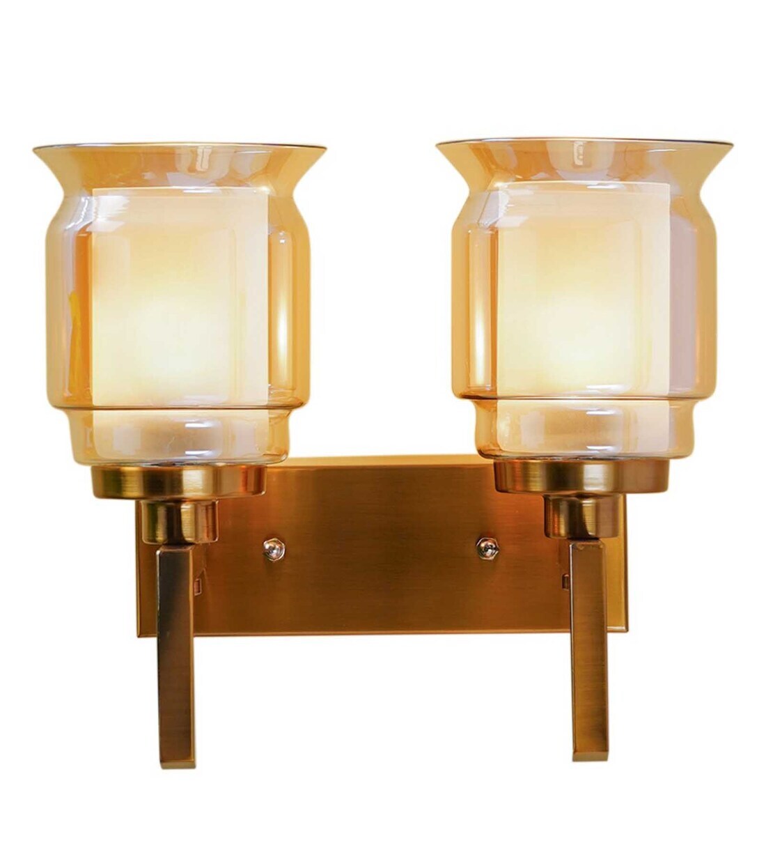 Buy Hylton Dual Light Amber Glass Wall Light by Kapoor E Illuminations ...