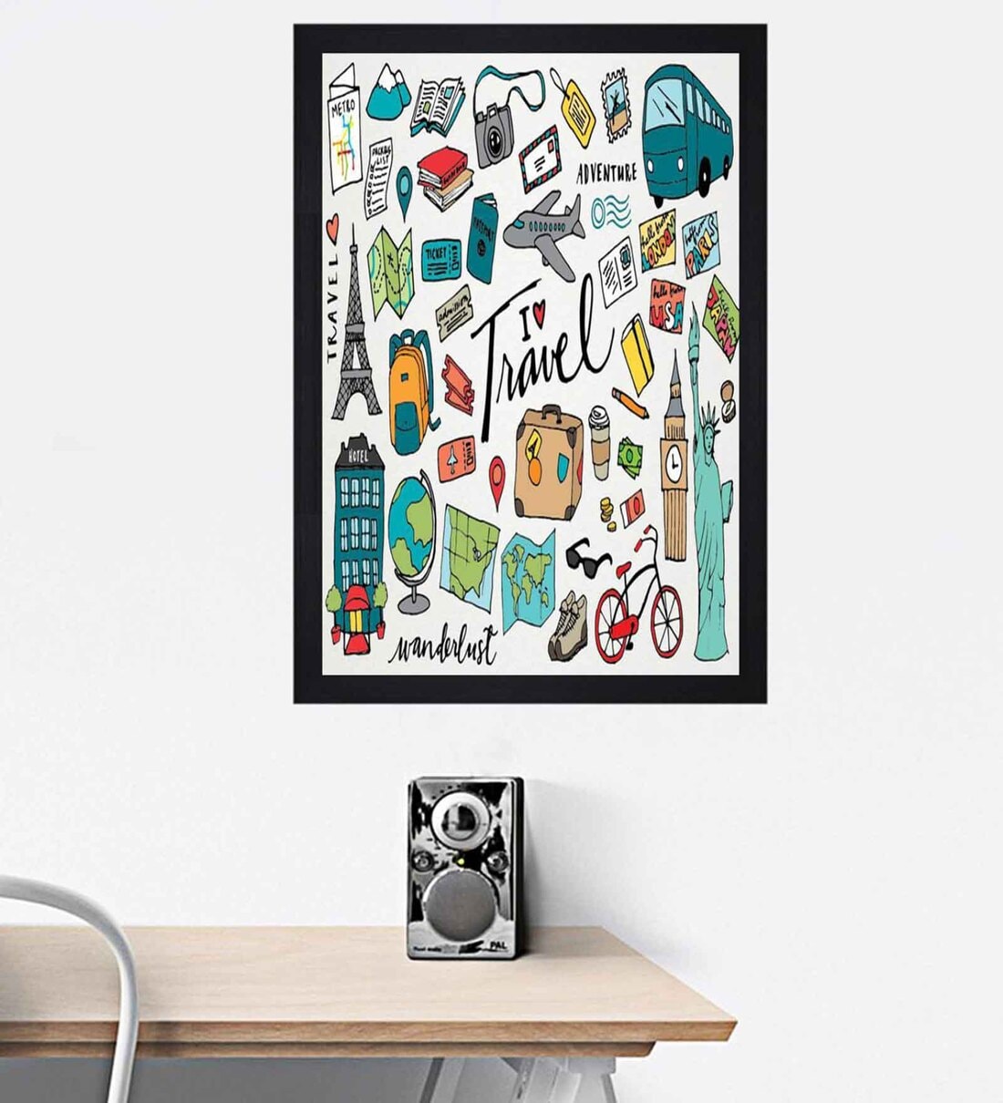 Buy I Love Travel Texture Paper Framed Art Print by Cheque Decor at 34% ...