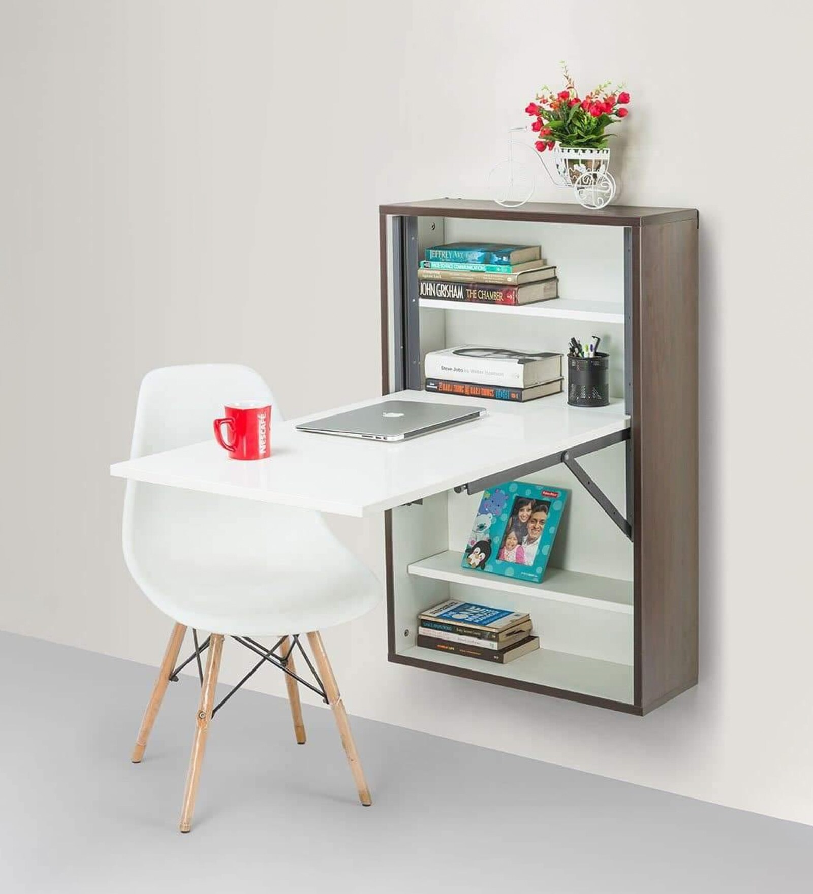 Buy Wall Mounted Small Table in Rich Walnut Finish Online - Wall ...