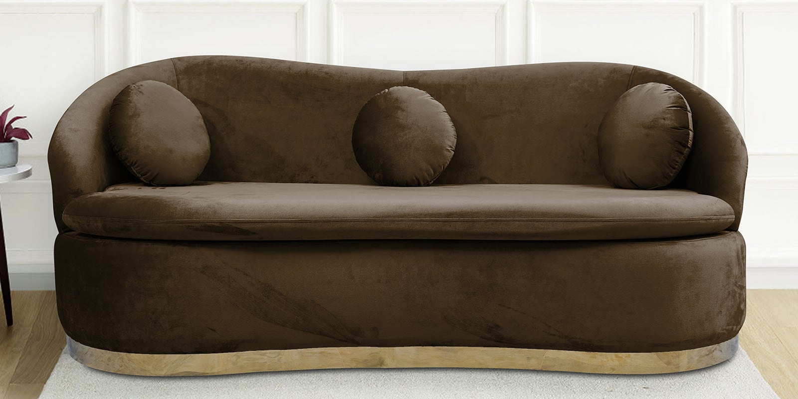 Buy Ibiza Velvet 3 Seater Sofa in Brown Colour at 2% OFF by Hansa ...