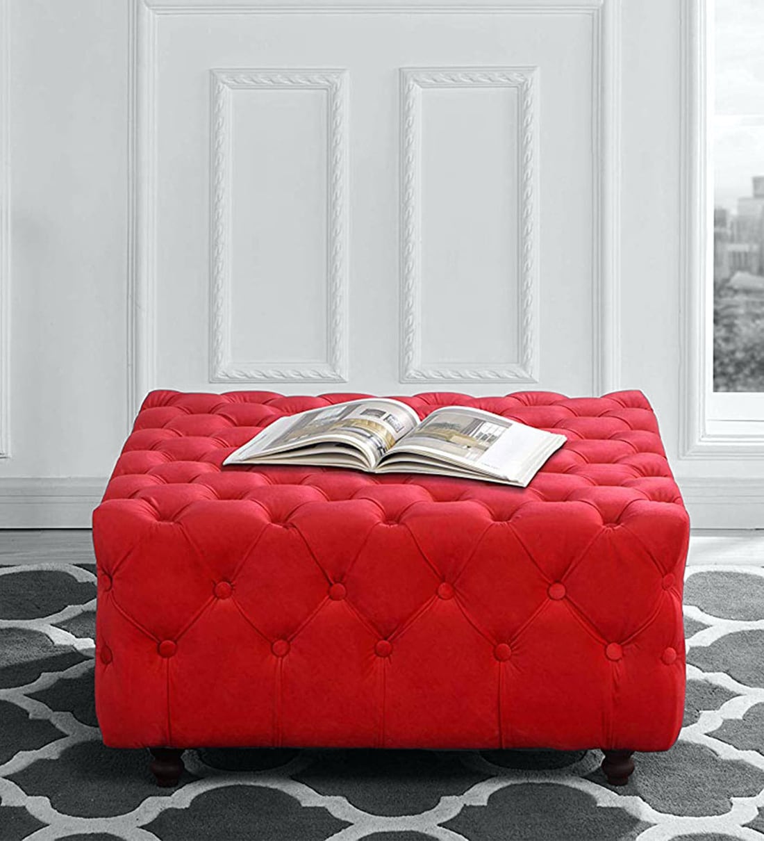 Buy Ida Classic Tufted Ottoman in Red Colour at 19% OFF by Workspace by ...
