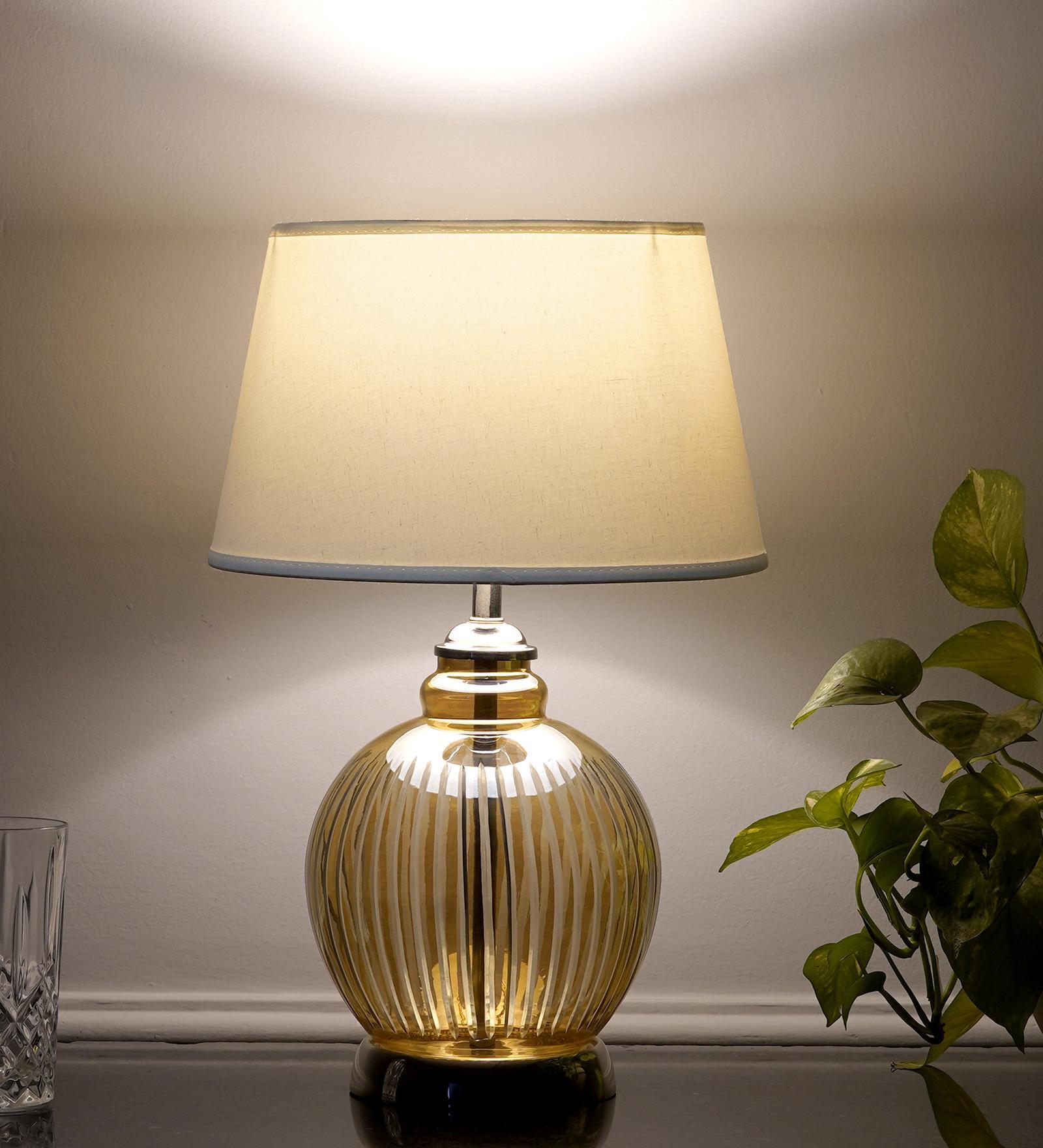 Buy Idonia Metal & Glass Table Lamp (Nickel & Amber) at 46% OFF by ...