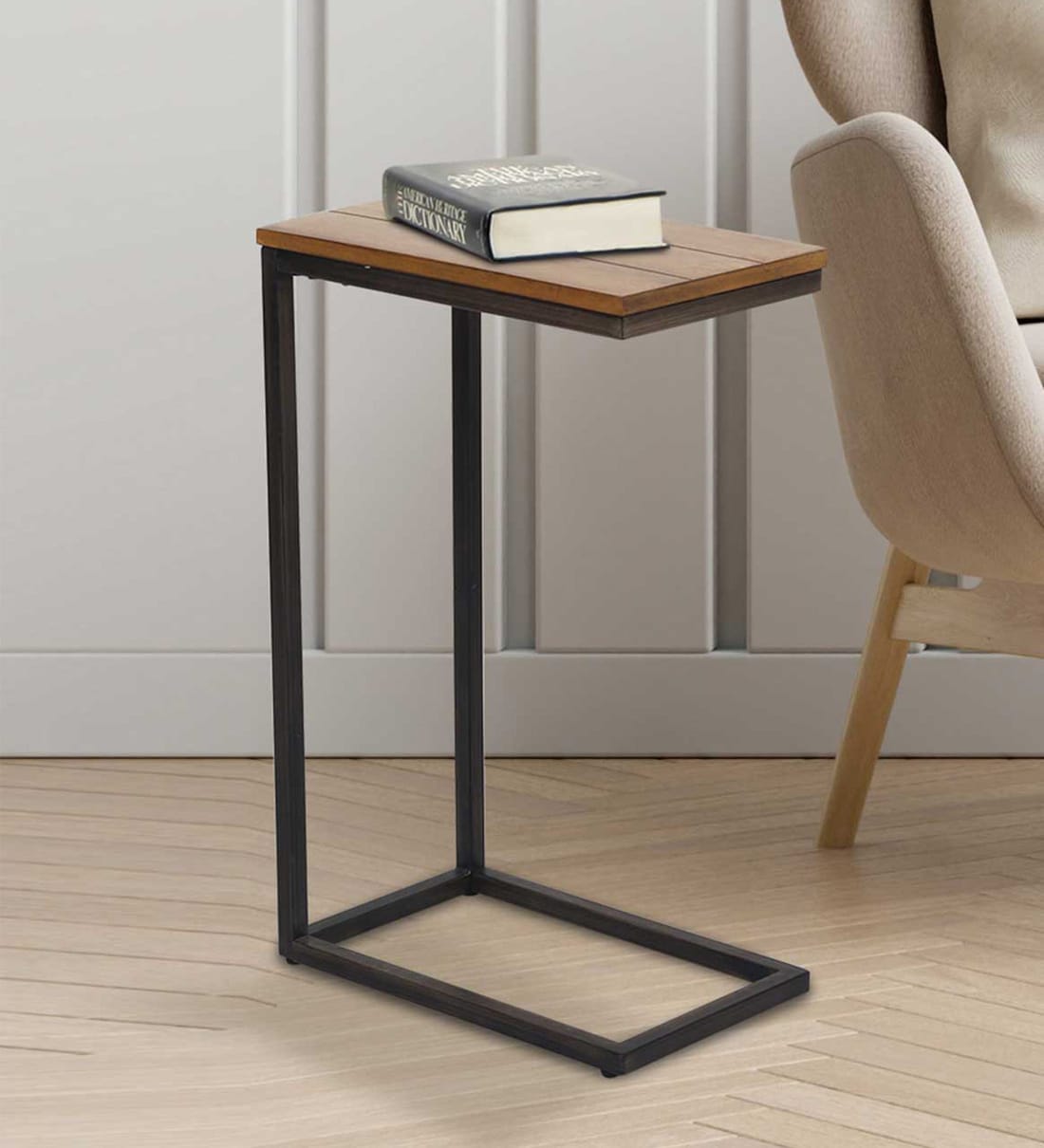 Buy Imel Metal C-Shape End Table in Oak Wood Finish at 40% OFF by AVA ...